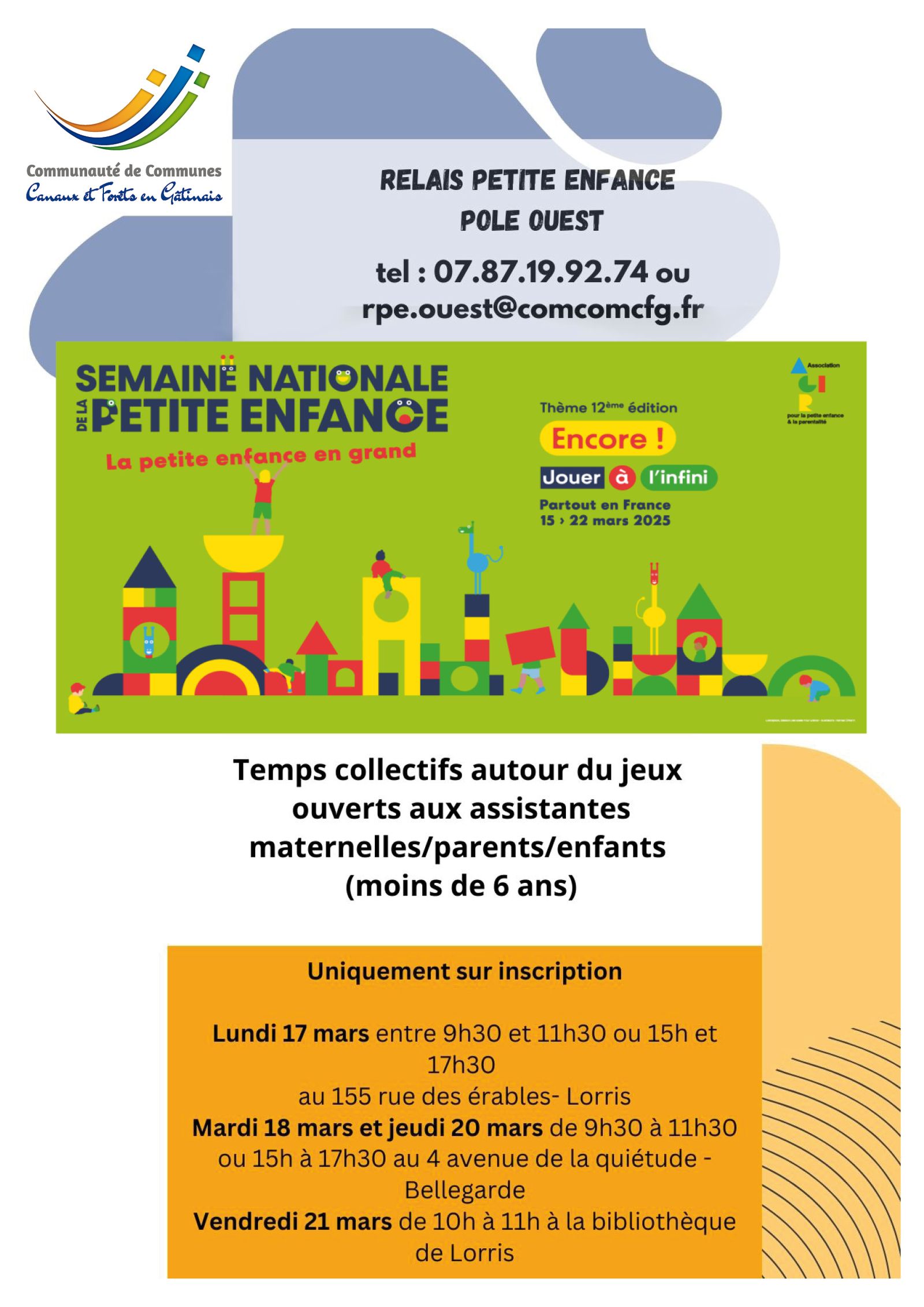 ATELIERS COLLECTIFS RPE OUEST MARS 2025 - SEMAINE NATIONALE DE LA PETITE ENFANCE